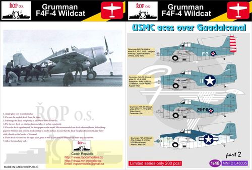 Ropos Models MNFDL48035 Grumman F4F-4 Wildcat - USMC aces over Guadalcanal