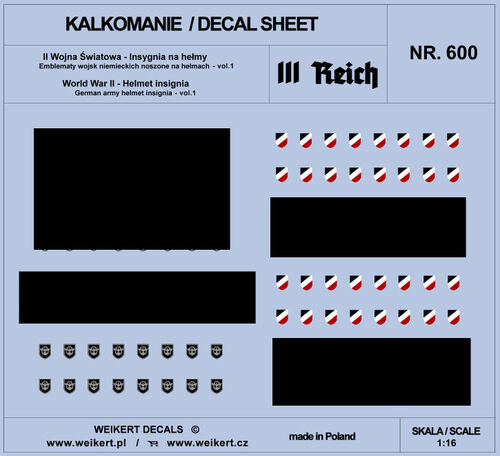 Weikert Decals DEC600 Insygnia na hełmy - II Wojna Światowa Volume 1 (III Rzesza)