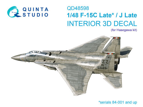 Quinta Studio QD48598 F-15C Late/F-15J Late 3D-Printed & coloured Interior on decal paper (Hasegawa)