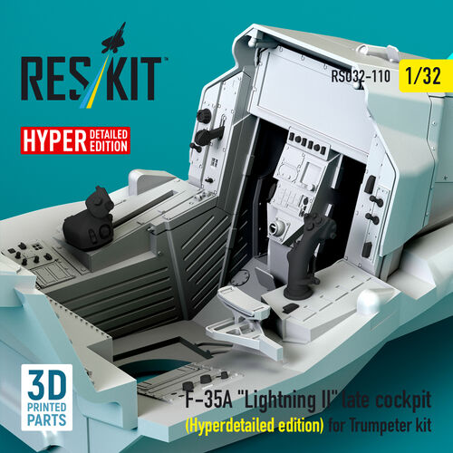 RES/KIT U32-0110 F-35A 'Lightning II' Late Cockpit (Hyperdetailed Edition) For Trumpeter Kit (3D Printed)