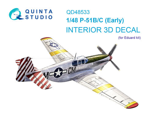 Quinta Studio QD48533 P-51 B/C Mustang Early - 3D-Printed & Coloured Interior on Decal Paper (for Eduard kits)