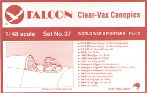 Falcon Model V3748 Italian and Russian WWII Fighters part 2. Fiat G.50 enclosed AND standard (designed to be used with Hasegawa and Sector kits) Fiat G.55 (designed to be used with Classic Airfram...