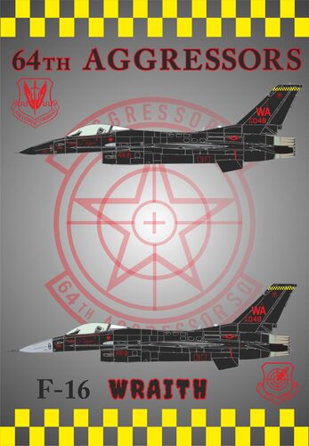 Procal Decals 72-2201 General Dynamics F-16 C - Aggressor of the 64th Aggressor Squadron "WRAITH" Decals