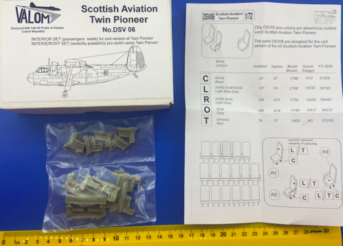 Valom DSV06 Interior set for Twin Pioneer (civil seats)