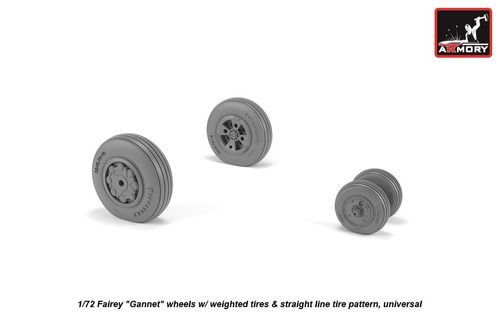 Armory Models Group AW72412 Fairey "Gannet" early type wheels w/ weighted tires of straight tire pattern