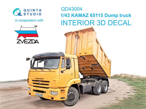 Quinta Studio QD43004 KAMAZ 65115 Dump Truck - 3D-Printed & Coloured Interior on Decal Paper (for Zvezda Kits)