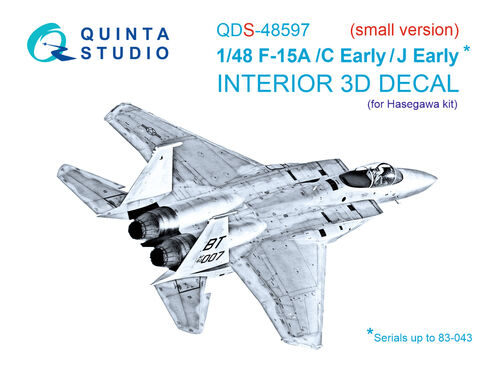 Quinta Studio QDS48597 F-15 A / C Early / J Early - 3D-Printed & Coloured Interior on Decal Paper (for Hasegawa Kits / Small Version)