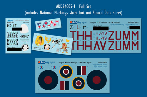 Aviaeology ADD24005-1 de Havilland Mosquito FB.VI - HJ719 / HR147 and NS850 "Intruders" of 418 Squadron, RCAF (Full Set)