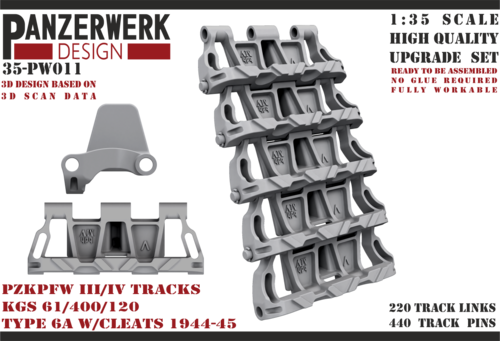 Panzerwerk Design 35-PW011 PzKpfw III/IV Tracks KGS 61/400/120 Type 6A With Cleats 1944-45