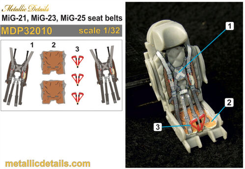 Metallic Details P32010 Mikoyan MiG-21 / MiG-23 and MiG-25 - Seat Belts