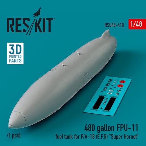 RES/KIT U48-0410 480 Gallon FPU-11 Fuel Tank For F/A-18 (E, F, G) 'Super Hornet' (1pc) (3D Printed)