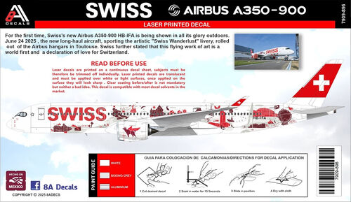 8aDecs 7909-896-144-REV Airbus A350-900 - Swiss Wanderlust (For Revell/Zvezda Kits)