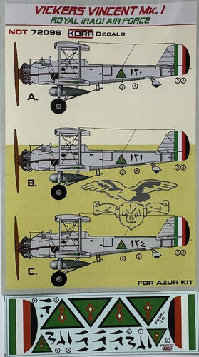 Kora Models NDT72096 Vickers Vincent Mk.I - Royal Iraqi Air Force (for Azur kits)