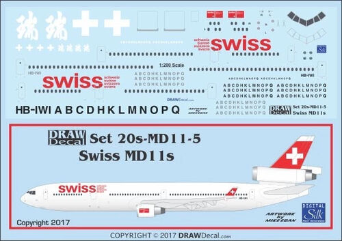 Draw Decal 20-MD11-05 McDonnell Douglas MD-11 - Swissair / Swiss Asia