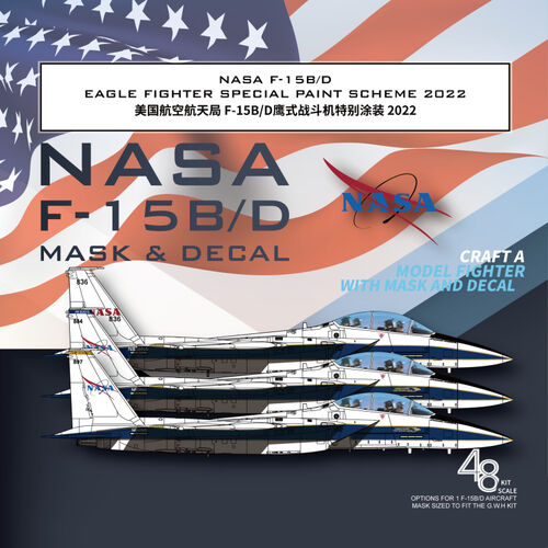 Galaxy-Model D48078 NASA F-15B/D Eagle Fighter Special Paint Scheme 2022 - Die-Cut Flexible Mask And Decal (For G.W.H L4815)