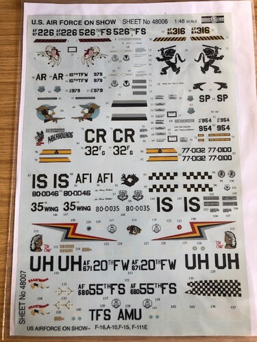 Check Six 48006 US Air Force On Show - Decals for: F-16C, A-10A and F-15C (7 schemes)