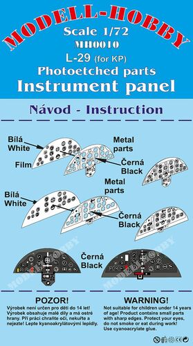 MH Models K72910 L-29 Delfín Photoetched parts instrument panel for Kovozávody Prostějov (old) ex Modell-Hobby