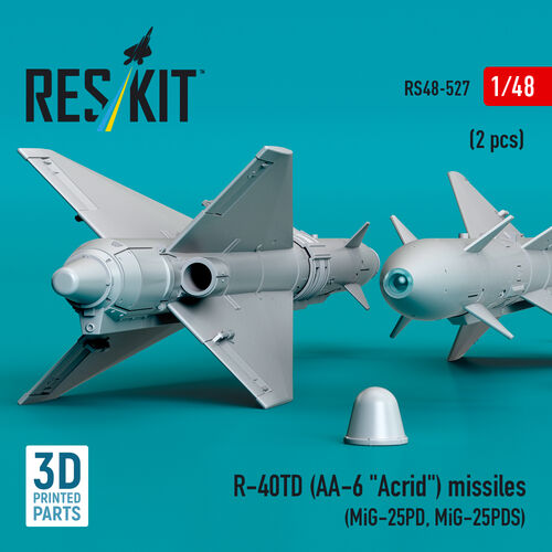 RES/KIT 48-0527 R-40TD (AA-6 'Acrid') Missiles (2pcs) (MiG-25PD, MiG-25PDS) (3D Printed)