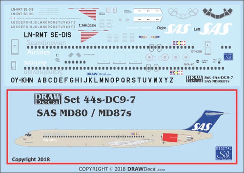 Draw Decal 44-DC9-07 McDonnell Douglas MD-80 / MD-87 - SAS Final Colors