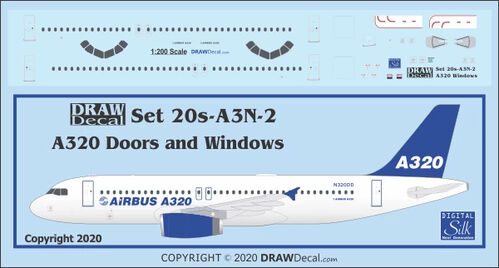 Draw Decal 20-A3N-02 Airbus A320 - Door, Window and Windshield Set