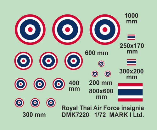 Mark I Decals DMK7220 Royal Thai Air Force Insignia (2 sets)