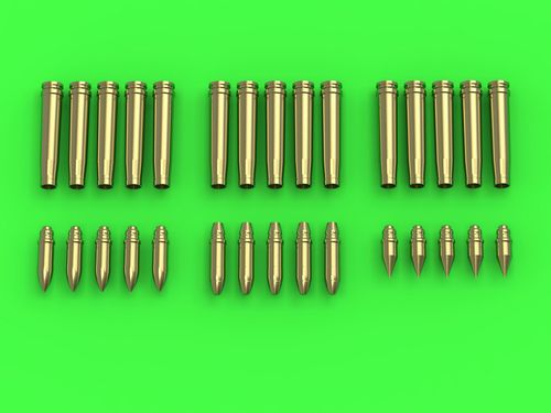 Master GM-35-019 German 2cm ammunition (cal. 20x138B) for Flak 30/38, KwK 30/38 - shells (15pcs) and 3 types of projectiles (5pcs of each type)