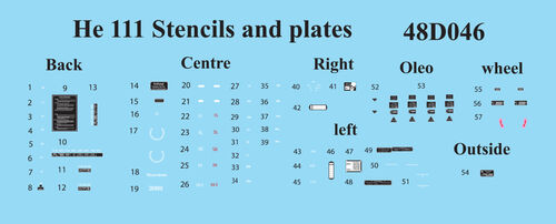 Aims 48D046 Heinkel He-111 - Stencils and Plates