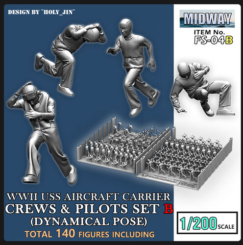 Tori Factory FS-r04B US WWII Navy Aircraft Carrier Crews & Pilots (Dynamic Pose) - Renewaled (140 figures)