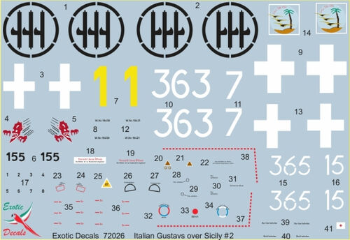 Exotic Decals 72026 Italian Gustavs over Sicily #2 - Bf-109 G in Regia Aeronautica (Part 2)