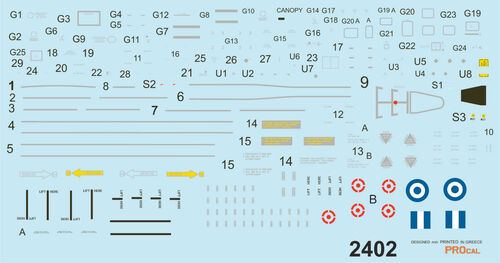 Procal Decals 72-2402 Greek F-16 Low Visibility Stencils (for 1 plane)