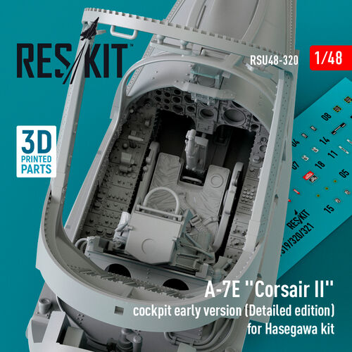 RES/KIT U48-0320 A-7E 'Corsair II' Cockpit Early Version (Detailed Edition) For Hasegawa Kit (3D Printed)