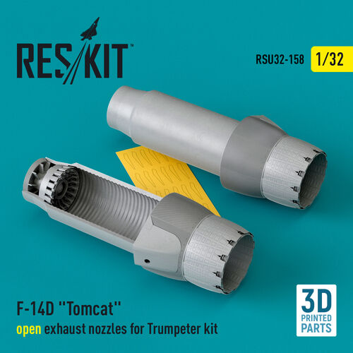RES/KIT U32-0158 F-14D 'Tomcat' Open Exhaust Nozzles For Trumpeter Kit (3D Printed)