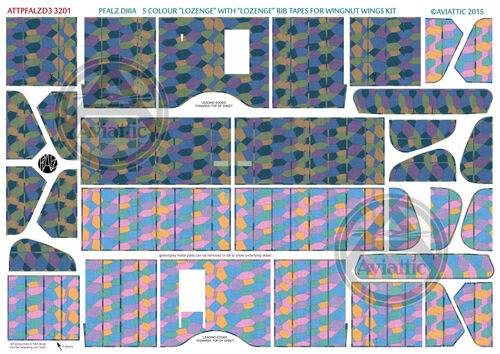 Aviattic ATT32133 Pfalz DIIIa - 5 colour "lozenge" with lozenge rib tapes (for Wingnut Wings kits)