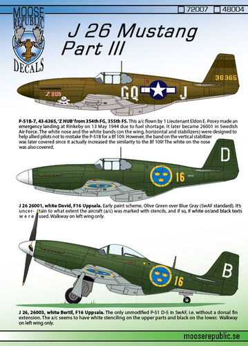 Moose Republic Decals 48004 J 26 North American P-51 B/D Mustang (Part 3)