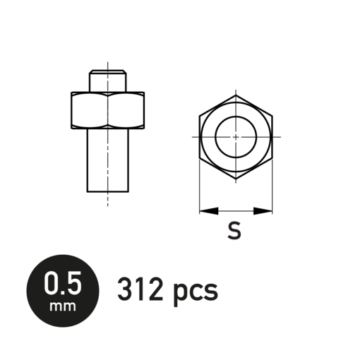 GasHans NB03003 Hexagonal Nut 0.5 mm