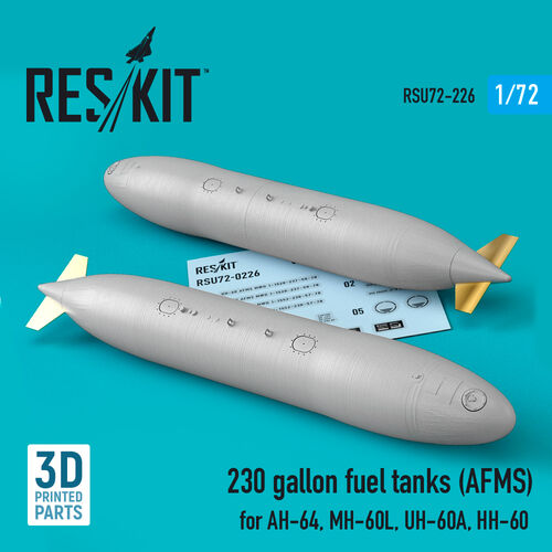 RES/KIT U72-0226 230 Gallon Fuel Tanks (AFMS) For AH-64, MH-60L, UH-60A, HH-60 (2 pcs) (3D Printing)