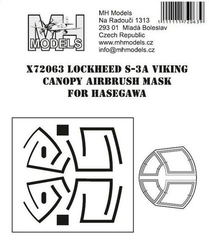 MH Models X72063 Lockheed S-3A Viking canopy airbrush mask HASEGAWA