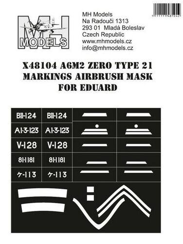MH Models X48104 A6M2 Zero Type21 Markings airbrush mask EDUARD