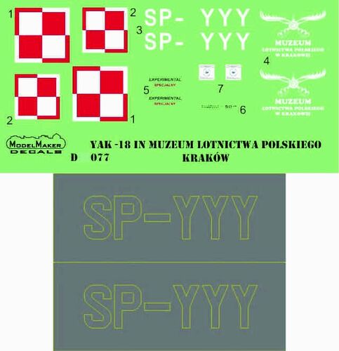 Model Maker Decals D32077 Yak-18 SP-YYY