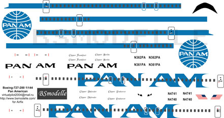 BSmodelle 144054 Boeing 727-200 - Pan Am Decal