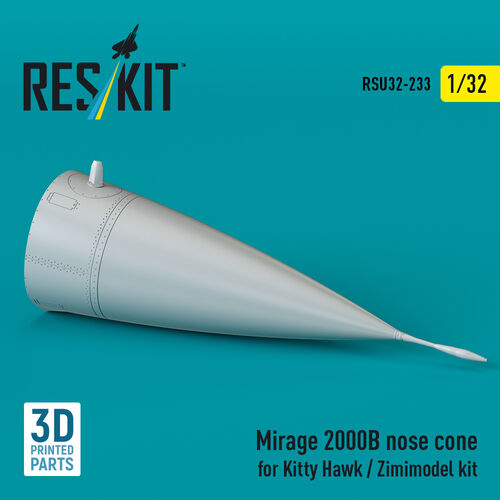 RES/KIT U32-0233 Mirage 2000B Nose Cone For Kitty Hawk / Zimimodel Kit (3D Printed)
