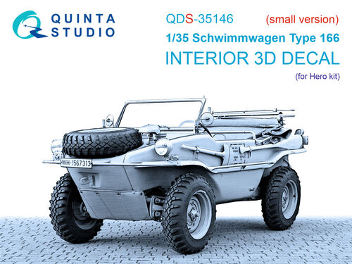 Quinta Studio QDS35146 Schwimmwagen Type 166 - 3D-Printed & Coloured Interior on Decal Paper (for Hero Kits / Small Version)