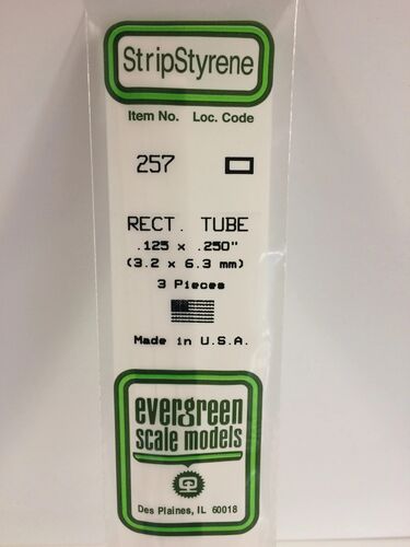 Evergreen 00257 Polystyrene Rectangular Tubes 3,2 x 6,3 mm (35 cm) (1 pcs)