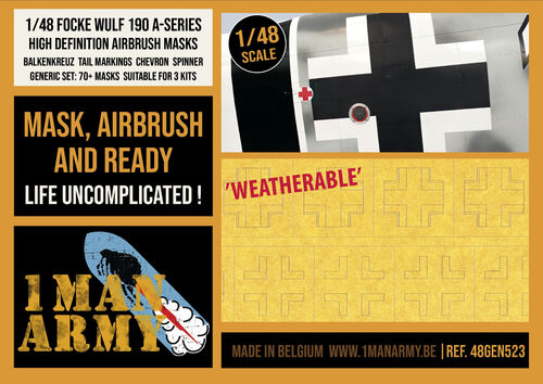 1 Man Army 48GEN523 Focke-Wulf-190 A-Series - Balkenkreuz, Chevrons, Tail Markings General Set
