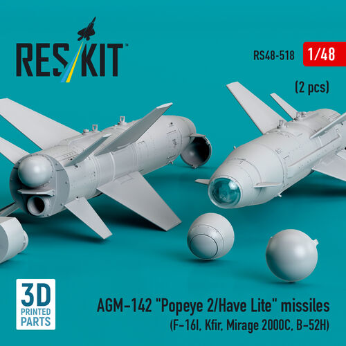 RES/KIT 48-0518 AGM-142 'Popeye 2/Have Lite' Missiles (2pcs) (F-16I, Kfir, Mirage 2000C, B-52H) (3D Printed)