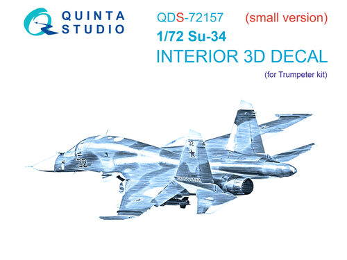 Quinta Studio QDS72157 Sukhoi Su-34 - 3D-Printed & Coloured Interior Small Version (for Trumepter kits)