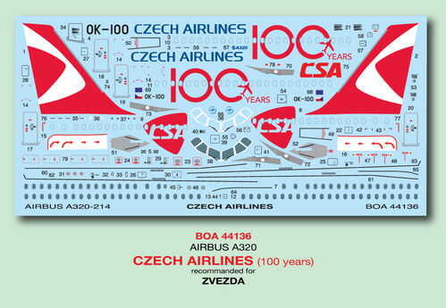 BOA Decals 144136 Airbus A-320 - Czech Airlines (Jubilee Livery)