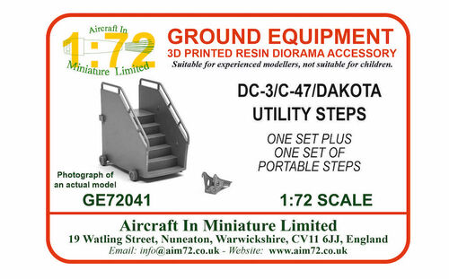 Aircraft In Miniature Ltd GE72041 Douglas DC-3/C-47 - Utility Steps and two sets of C-47 Portable Steps (for Italeri, Airfix and S & M kits)