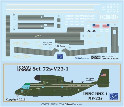 Draw Decal 72-V22-01 USMC HMX-1 (MV-22) Presidential Ospreys