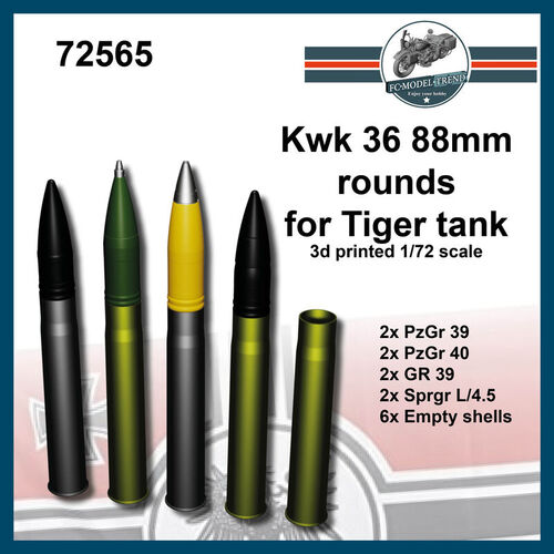FC ModelTrend 72565 Kwk 36 88mm Rounds For Tiger Tank